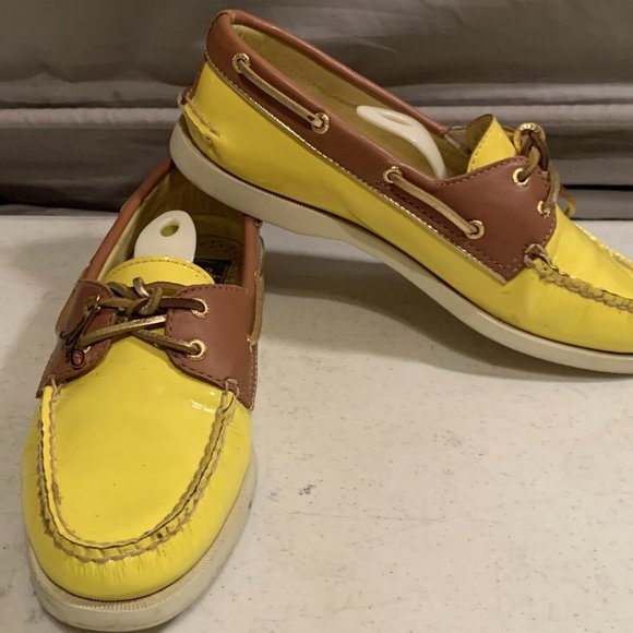 Sperry | Shoes | Milly For Sperry Top Sider Yellow Patent Leather Boat ...